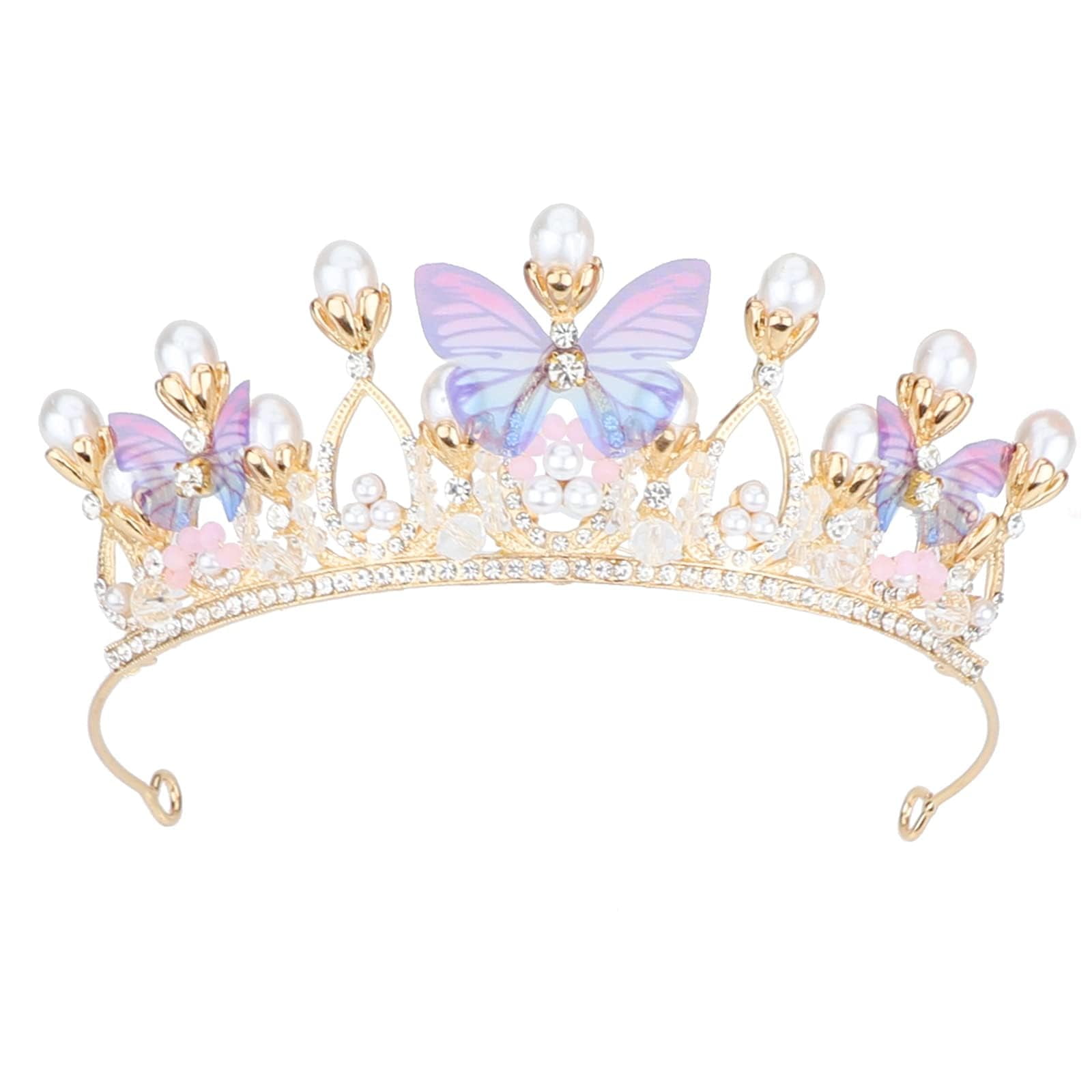 Princess Crown Headband with Butterfly & Pearl Design, Handmade Tiaras ...