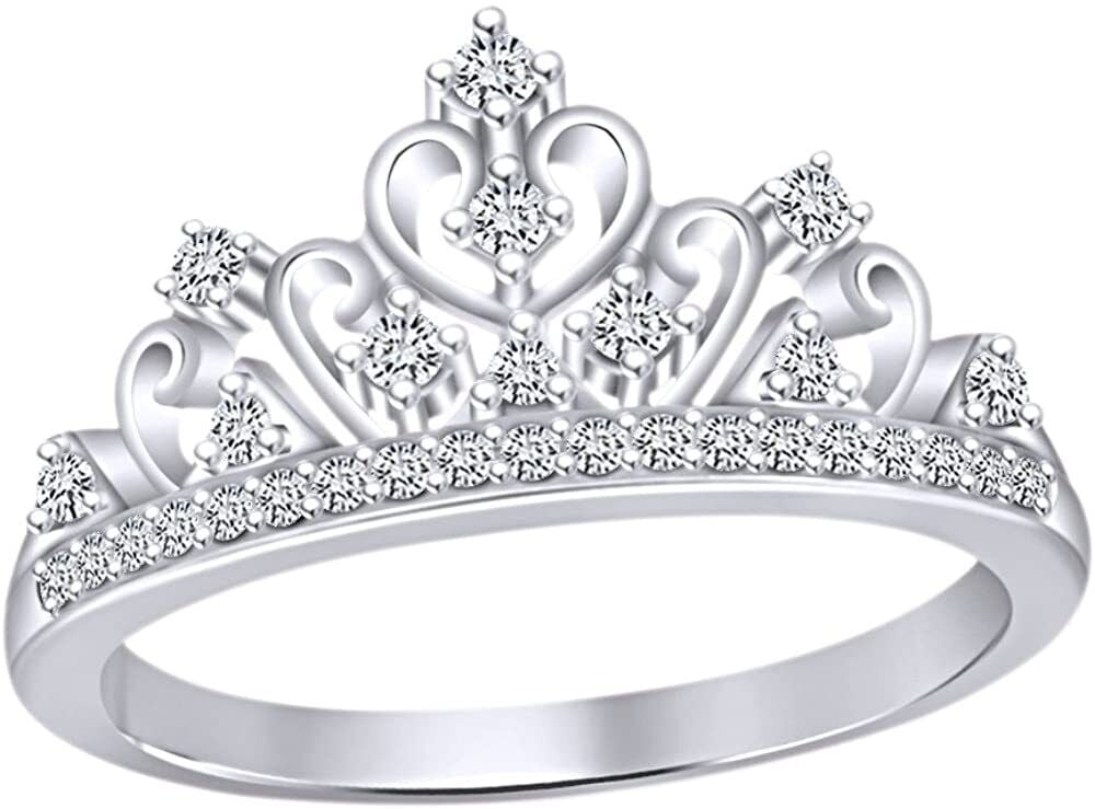 Princess Crown Women's Engagement Rings 1.9 Ct Diamond 14K White Gold ...