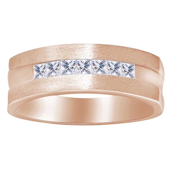 AFFY Round & Baguette Cut White Diamond Engagement Wedding Ring In 10K ...