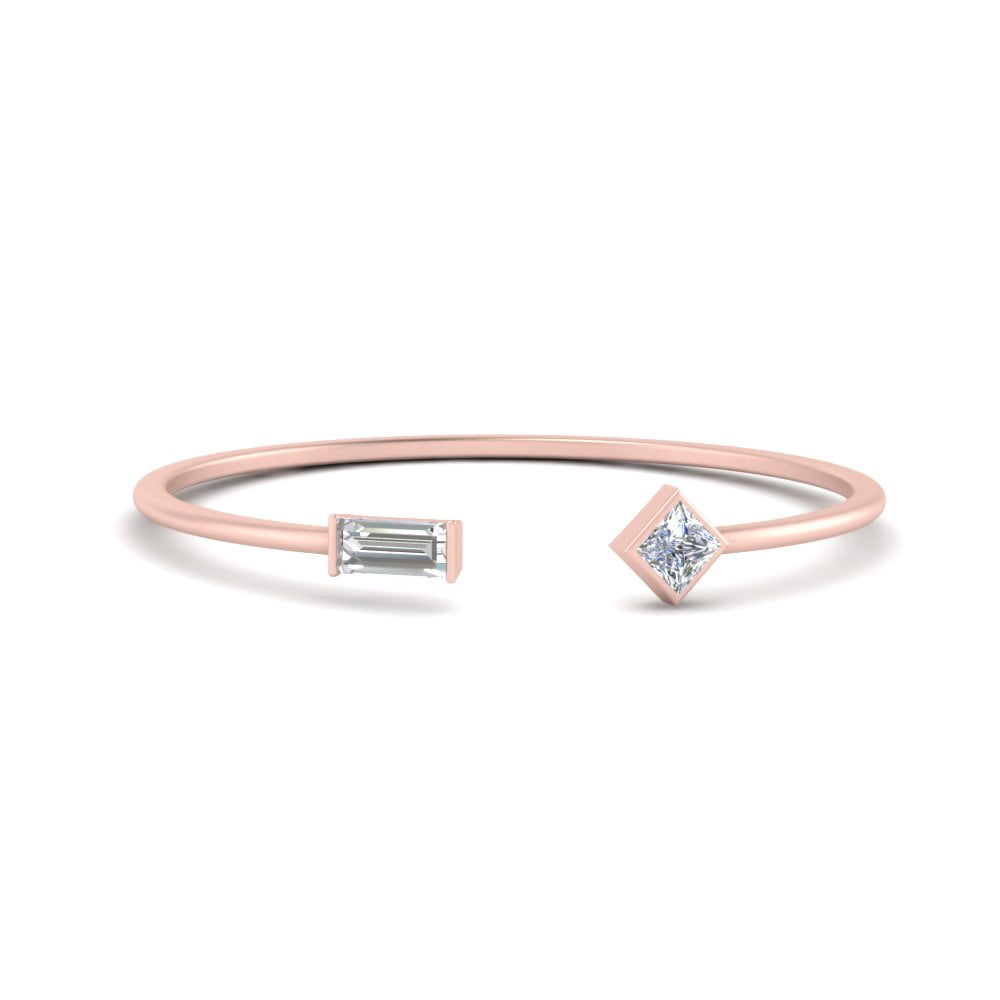 Princess Cut And Baguette Stacking Thin Ring - Fascinating Diamonds ...