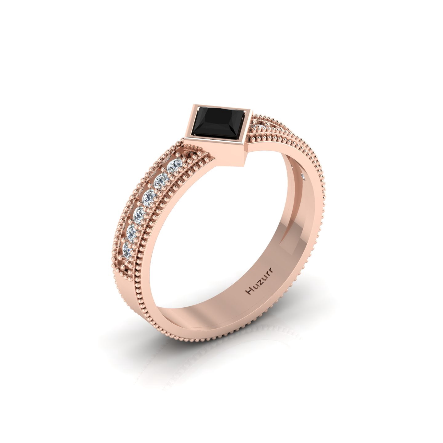 Princess Cut Black Diamond Rose Gold Plated Solitaire Ring - Walmart.com