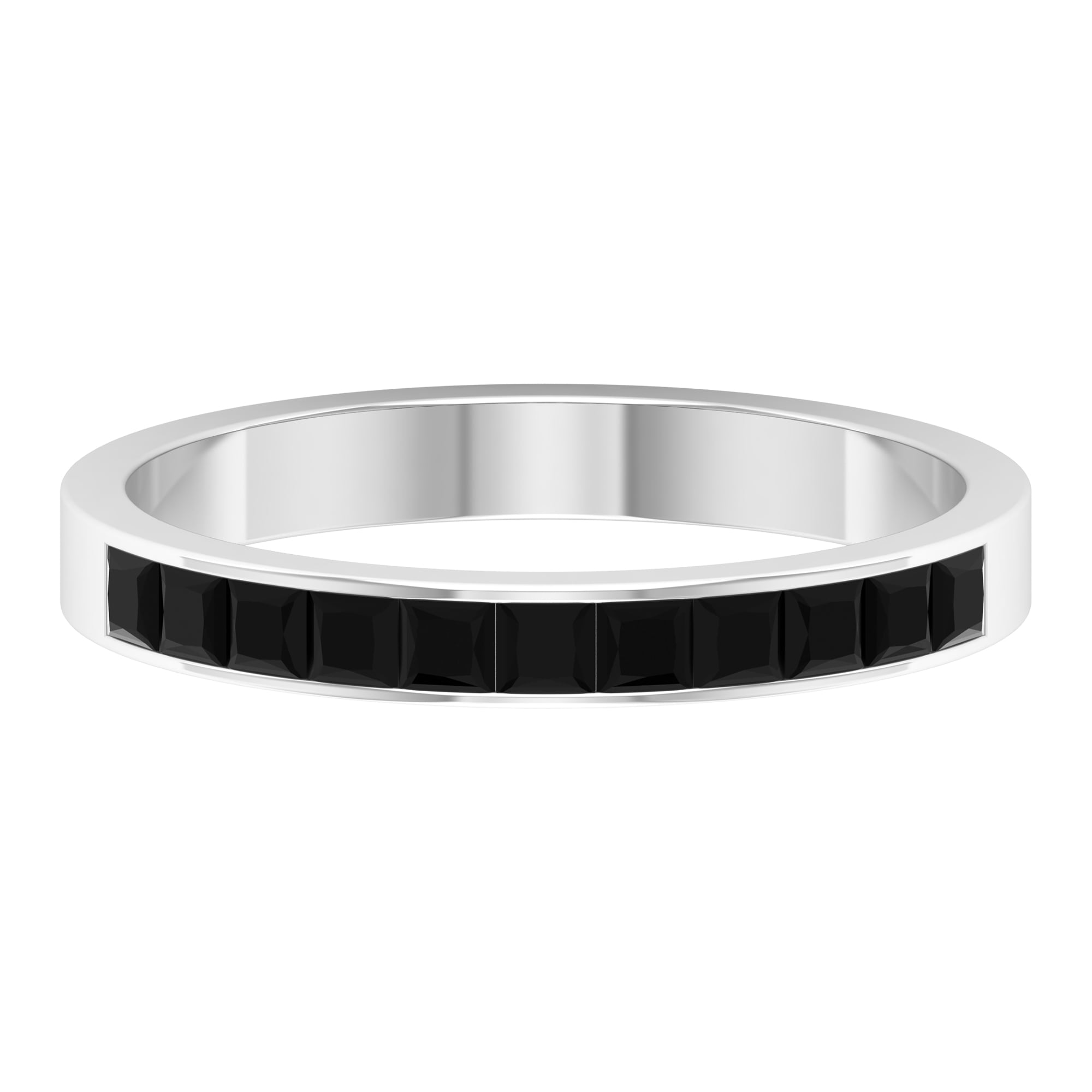 Princess Cut Black Onyx Semi Eternity Ring in Channel Setting (1.25 CT ...