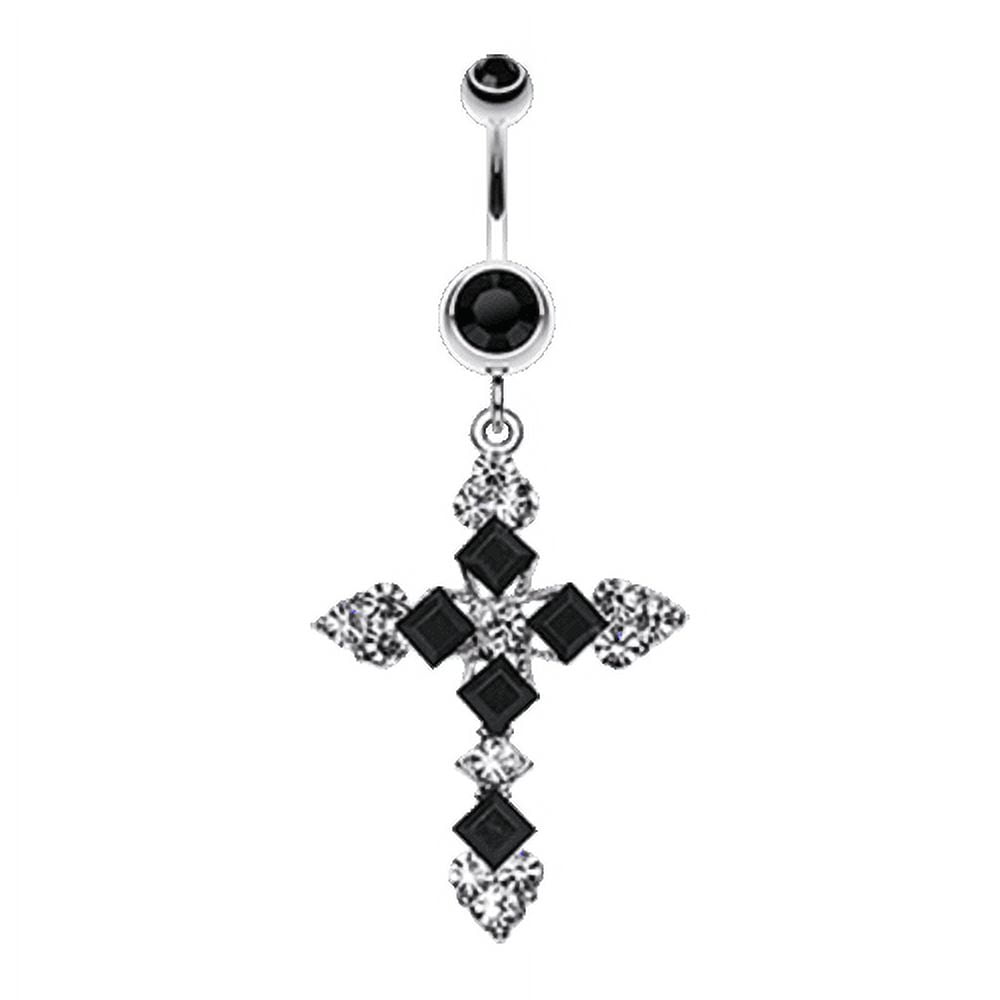 Princess Cut Cross Sparkle Belly Button Ring - Walmart.com