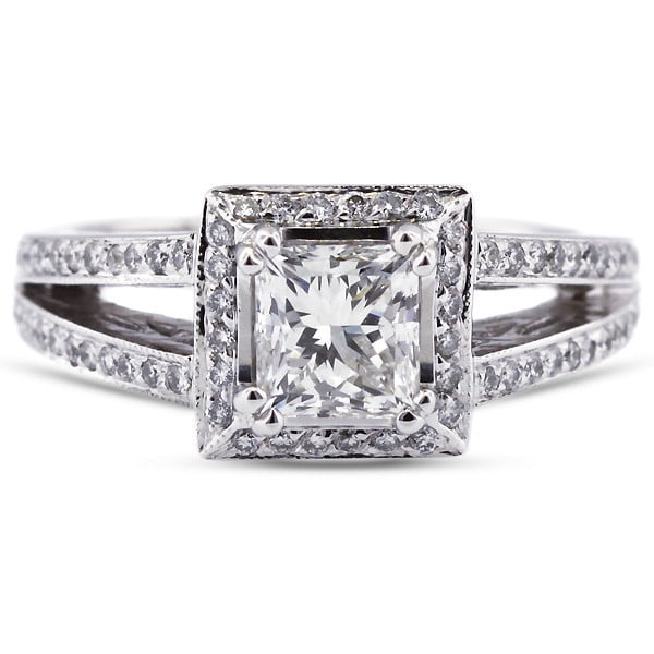 Princess Cut Diamond Engagement Ring, Split Shank Diamond Ring, Women's ...