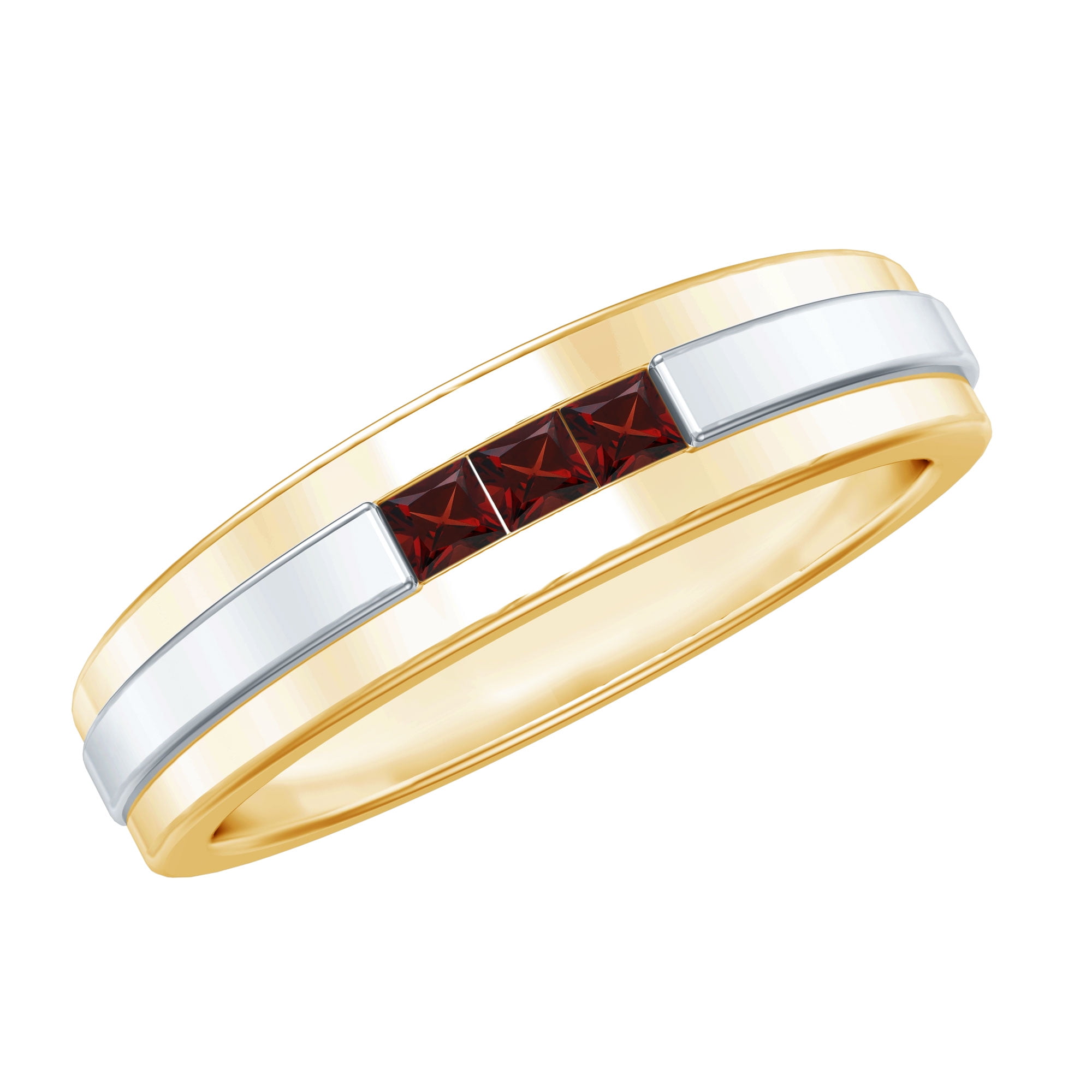 Rosec Jewels Princess Cut Garnet Engagement Ring for Men, Channel Set ...