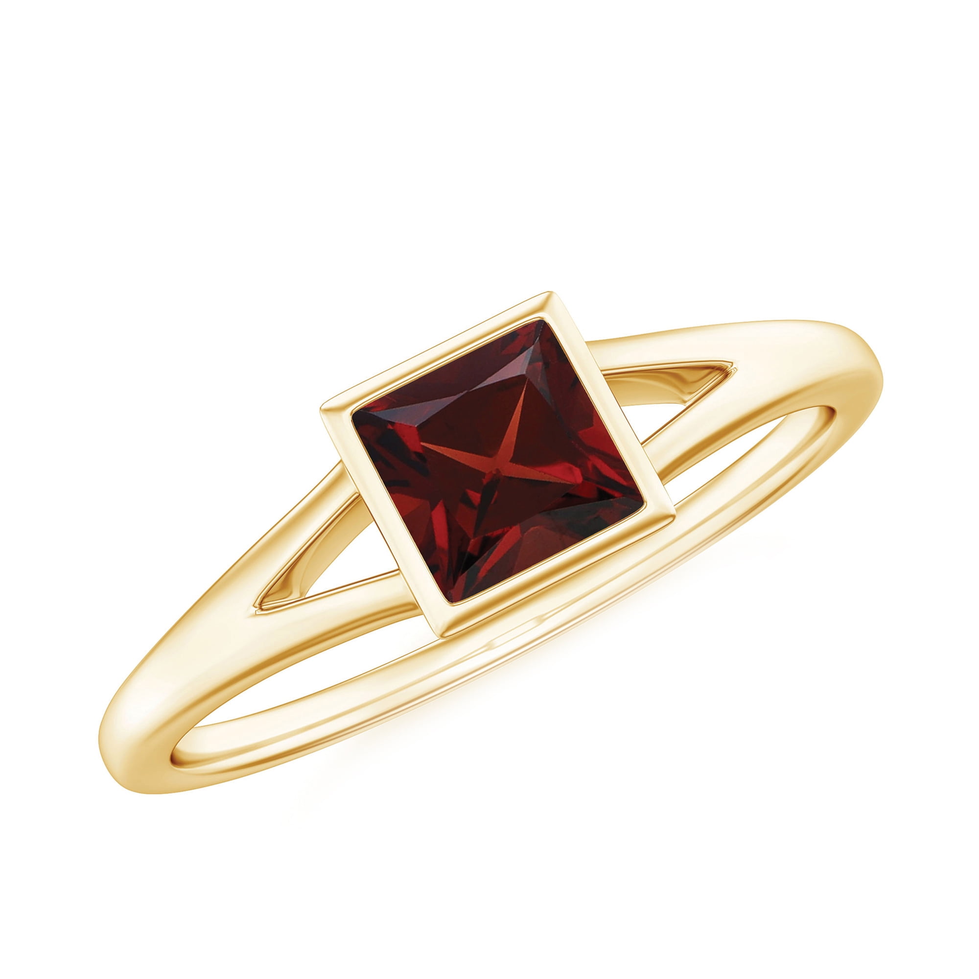 Rosec Jewels Princess Cut Garnet Promise Ring, Split Shank Ring for ...