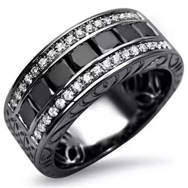 3.00Ct Round Cut Simulated Black Diamond Cluster Pave Men's Pinky ...