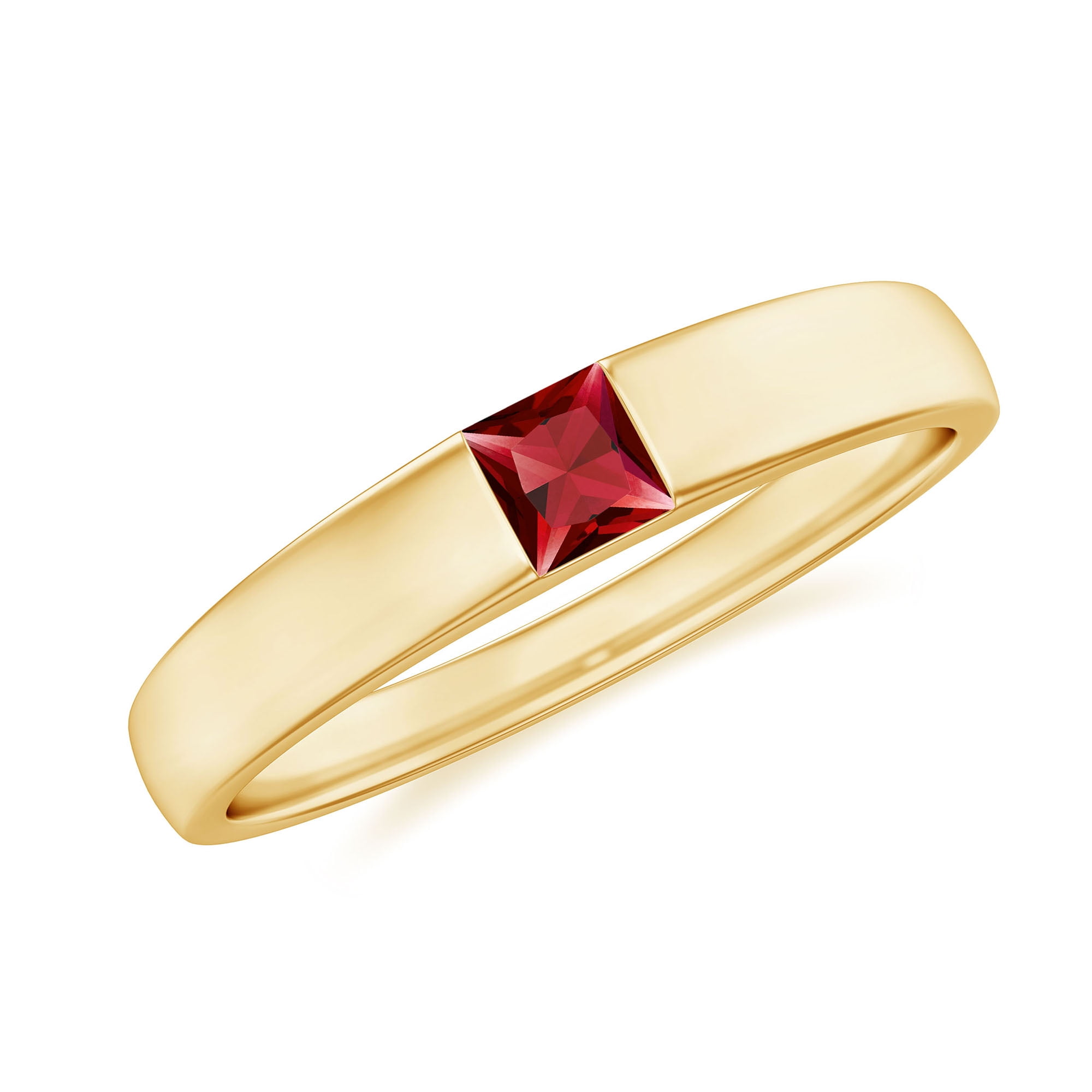 Rosec Jewels Princess Cut Lab Created Ruby Solitaire Band Ring for ...