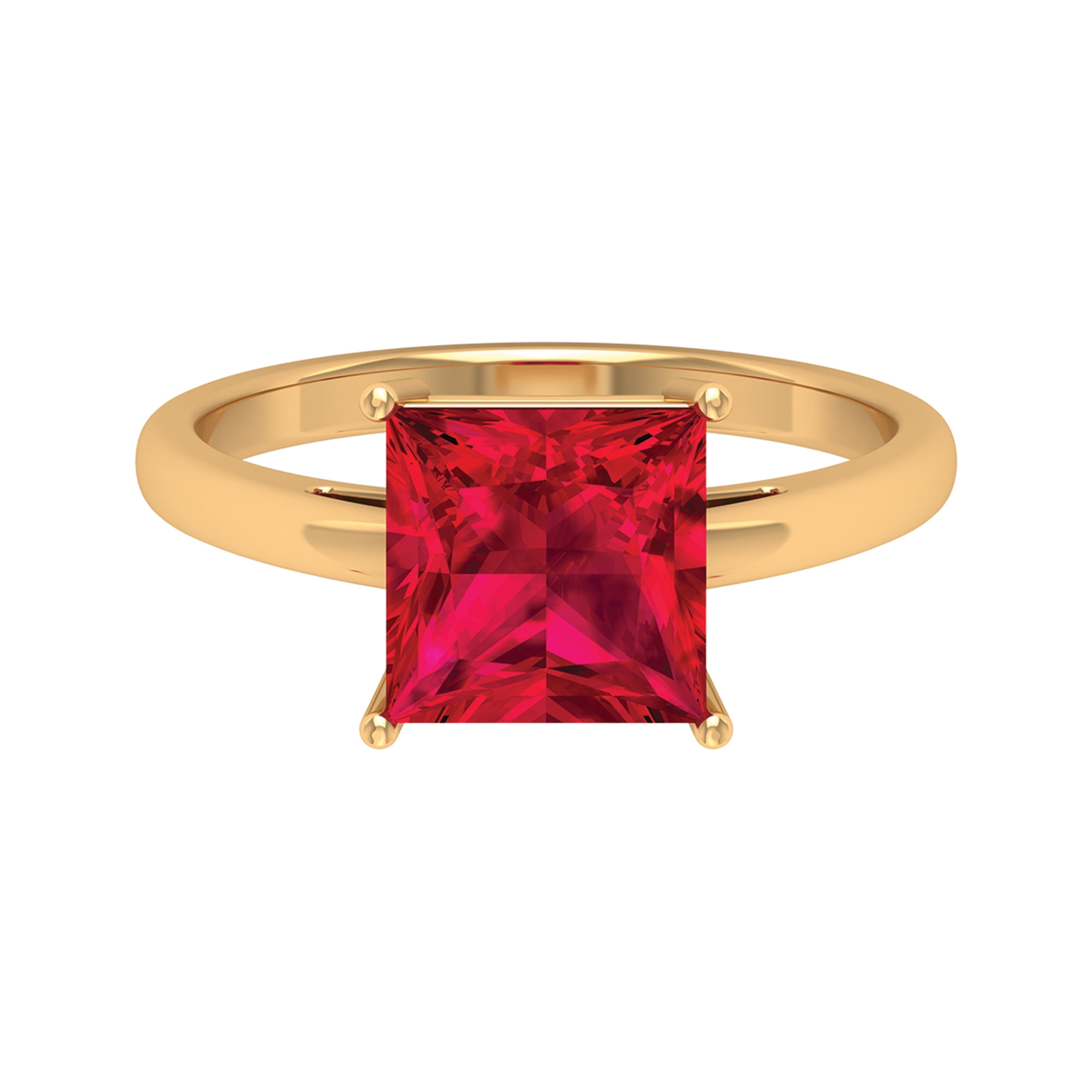 Princess Cut Lab Grown Ruby Solitaire Ring for Women (8 mm, AAAA Grade ...