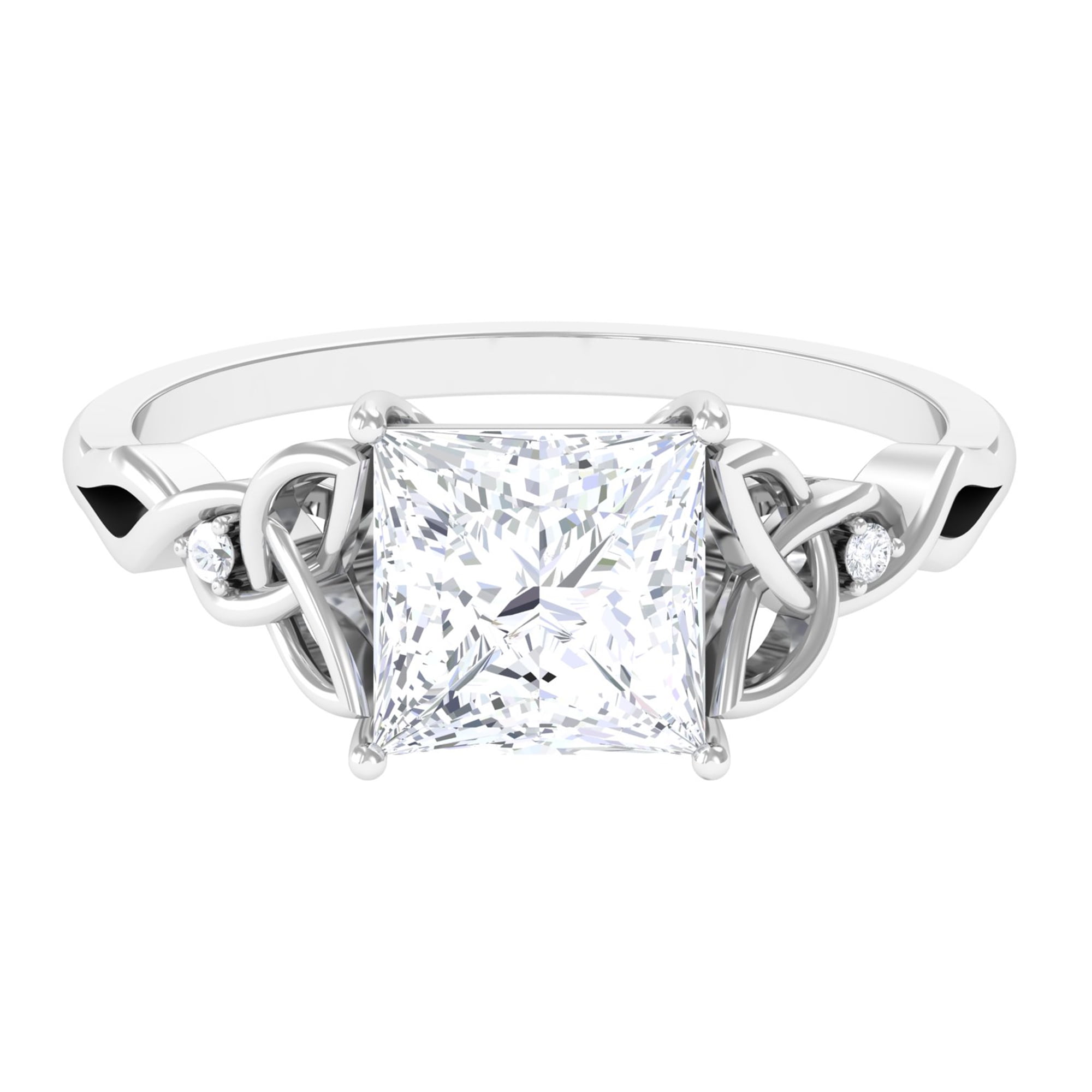 Rosec Jewels Princess Cut Moissanite Solitaire Celtic Knot Engagement Ring 2 Carat - 8 MM - D ...