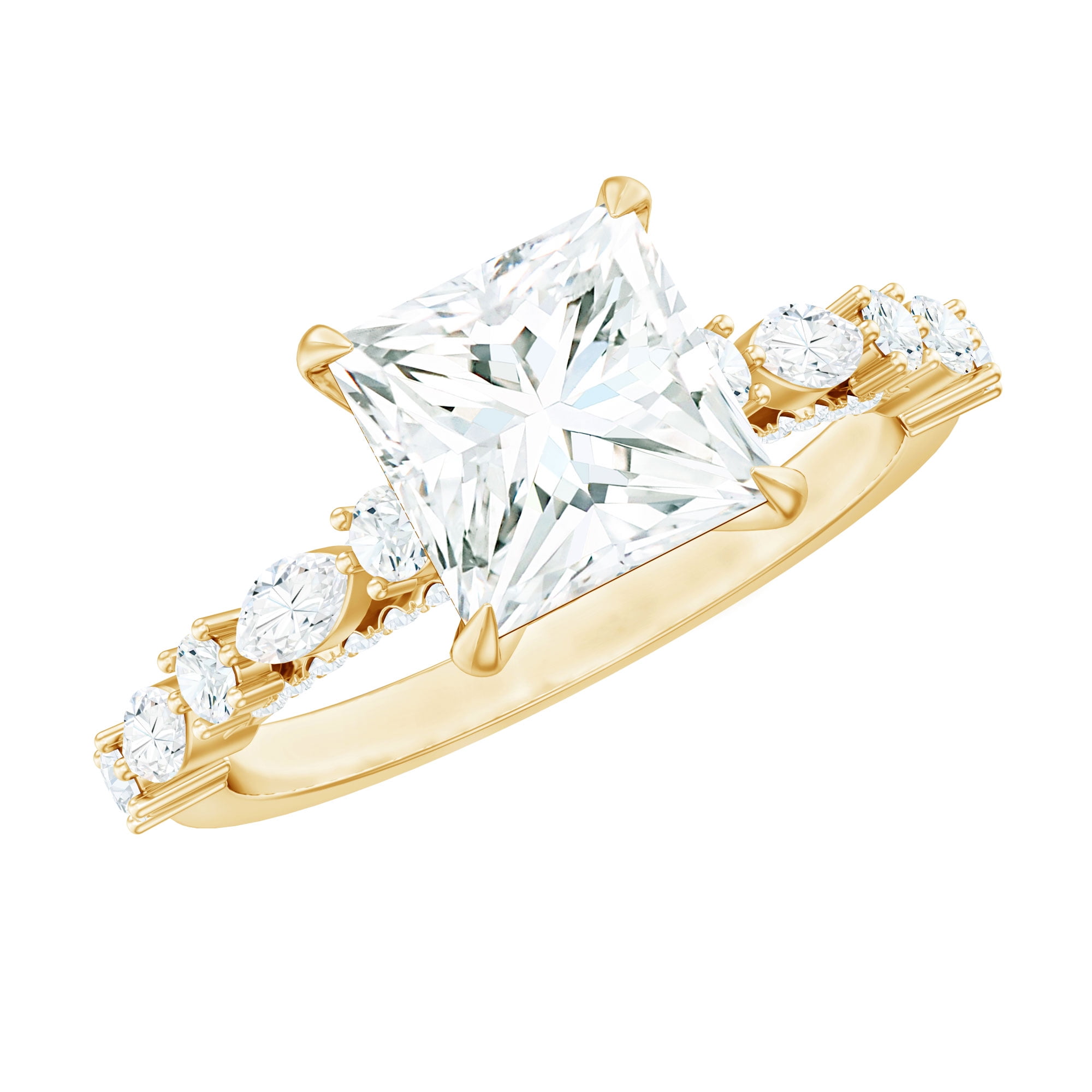Rosec Jewels Certified Moissanite Princess Cut Engagement Ring with ...