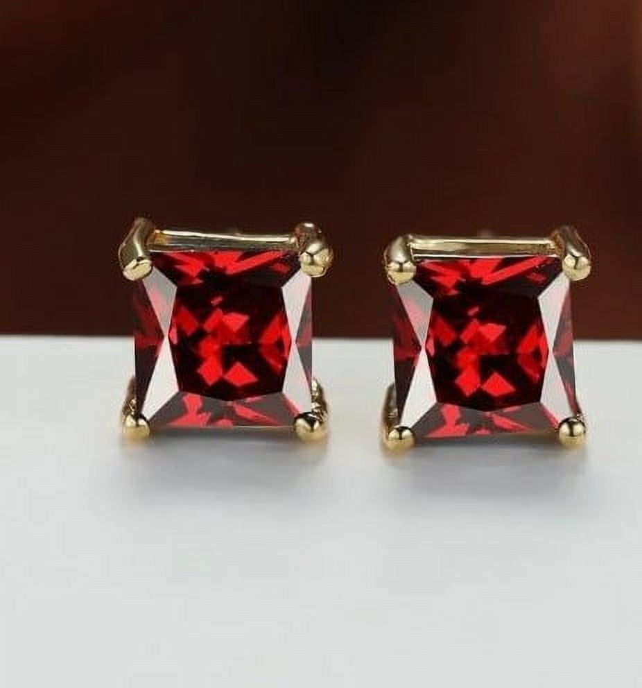 Princess Cut Red Ruby Earrings - Walmart.com