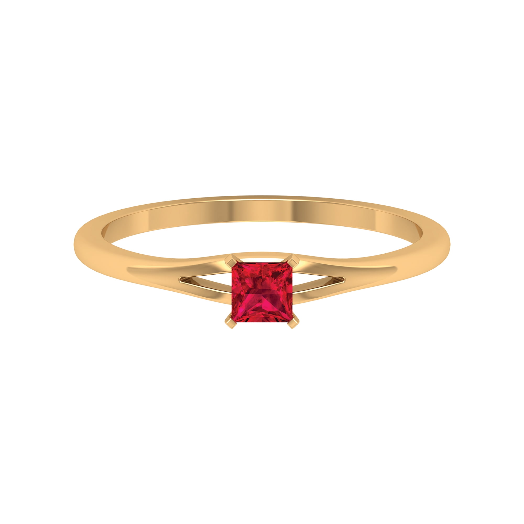 Princess Cut Ruby Solitaire Promise Ring for Women (AAA Grade, July ...