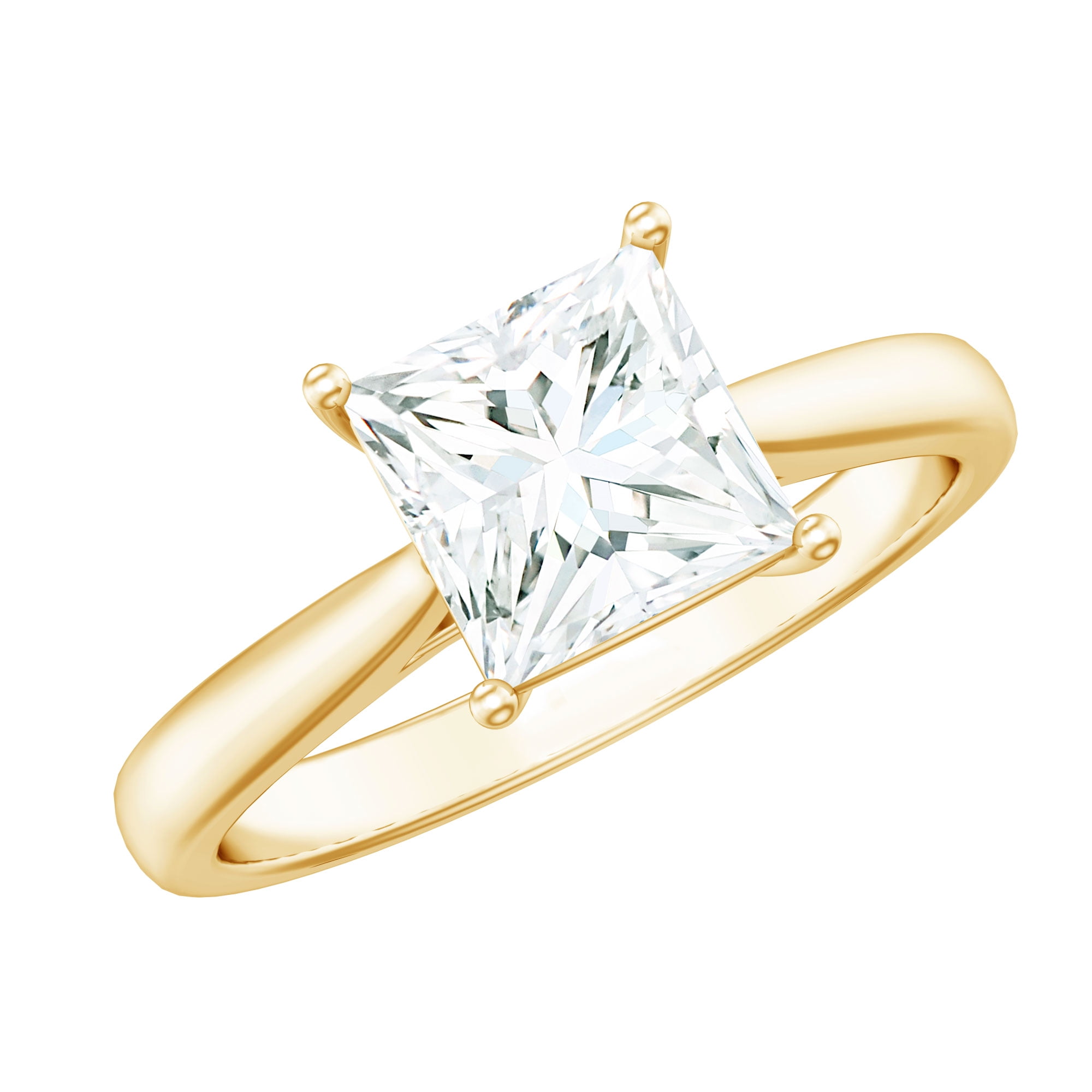 Rosec Jewels Princess Cut Solitaire Moissanite Engagement Ring 2 Carat (with Hidden Moissanite ...