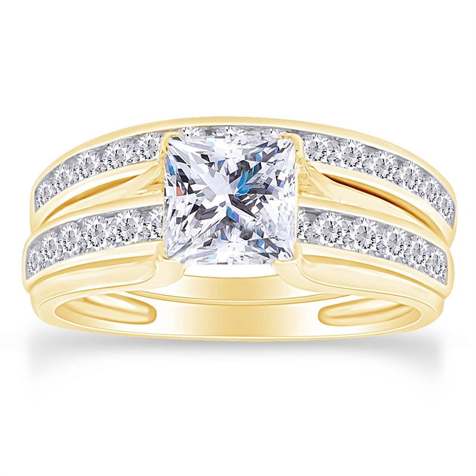 Jewel Zone US 14k Yellow Gold over Sterling Silver Princess Cut White ...