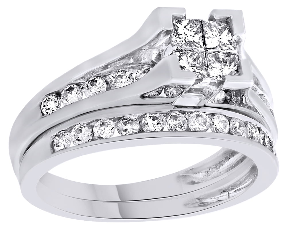 AFFY Princess Cut White Natural Diamond Bridal Engagement Wedding Ring ...