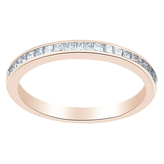 AFFY Princess Cut White Natural Diamond Engagement Band Ring In 14K ...