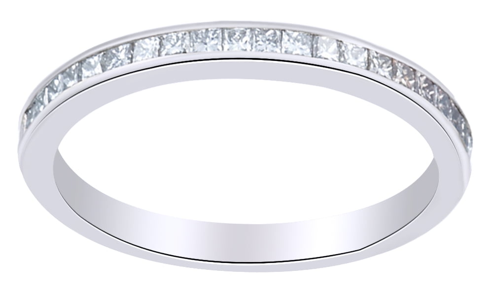 AFFY Princess Cut White Natural Diamond Engagement Band Ring In 14K ...