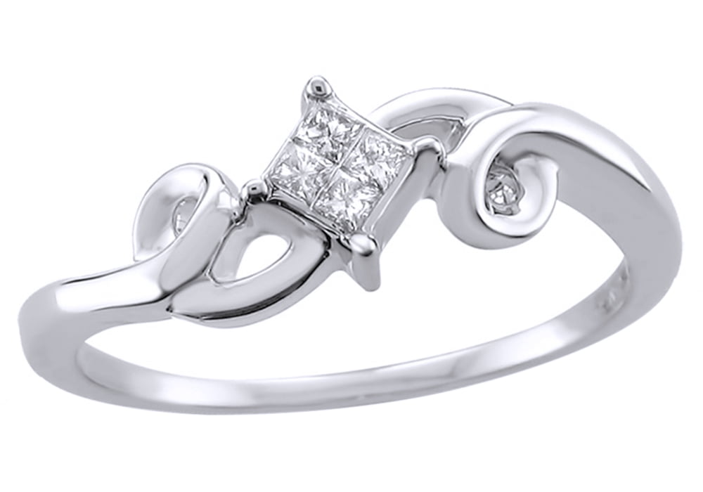 AFFY Princess Cut White Natural Diamond Looping Promise Ring in 14k ...