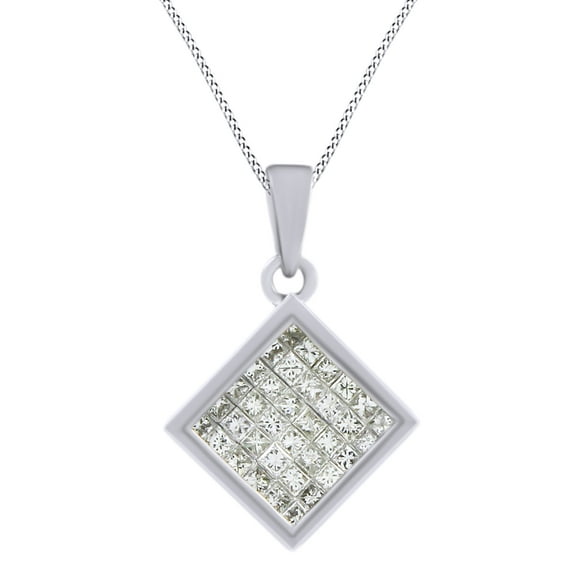 AFFY Round Cut White Natural Diamond Teardrop Pendant Necklace In 14k ...