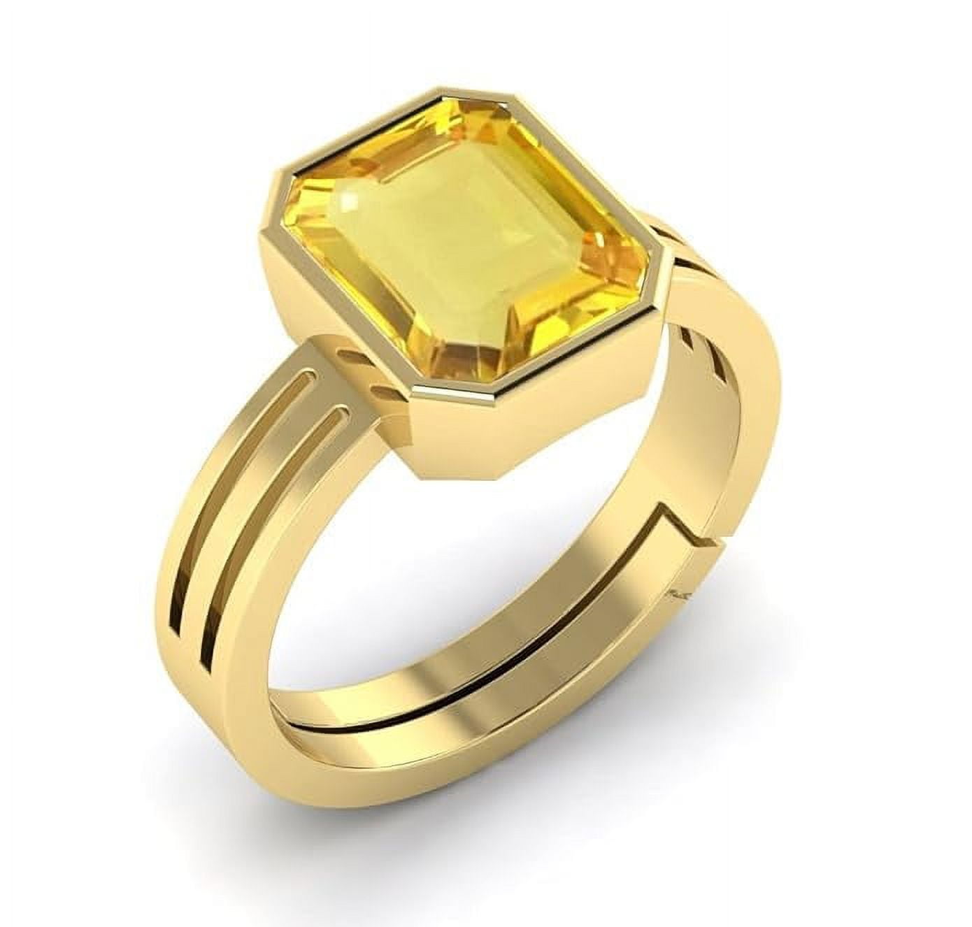 Princess Cut Yellow Sapphire Ring Handmade Pukhraj Ring Astrology Ring Sapphire Panchdhatu ...