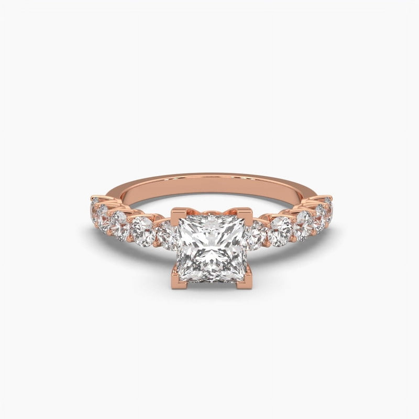 Princess Cut and Round Moissanite 18k Shared Prong Ring - Walmart.com