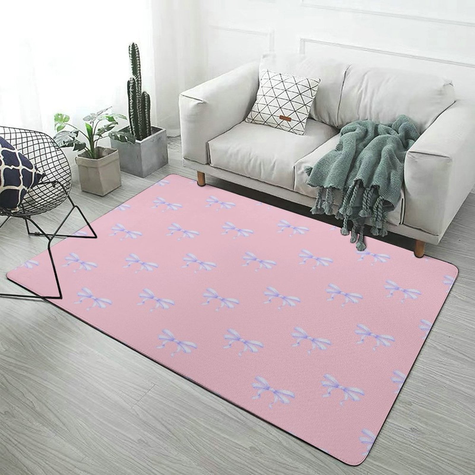 Princess Cute Bow Carpet Style Living Room Bedroom Rug Modern 3d Entry ...