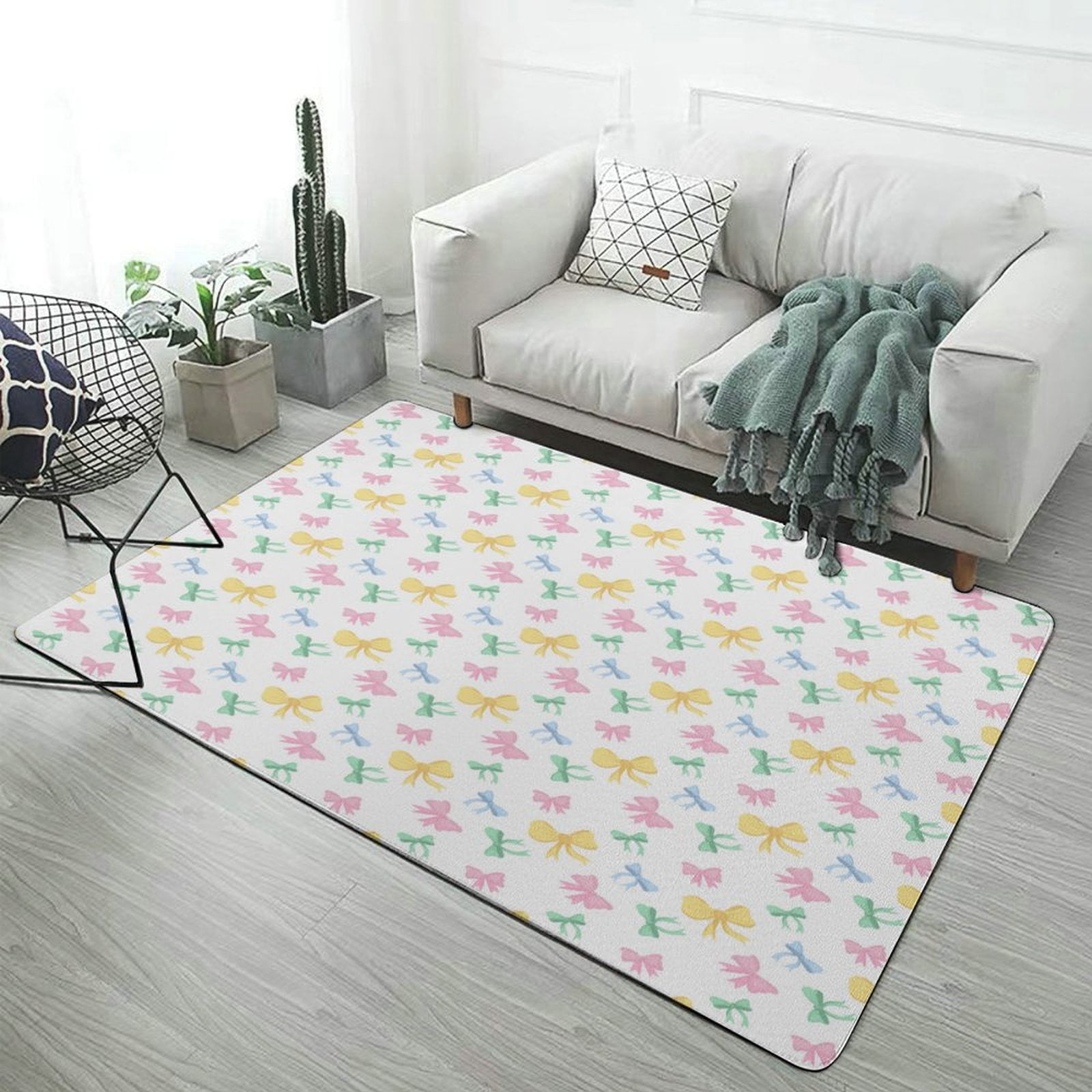 Princess Cute Bow Carpet Style Living Room Bedroom Rug Modern 3d Entry ...