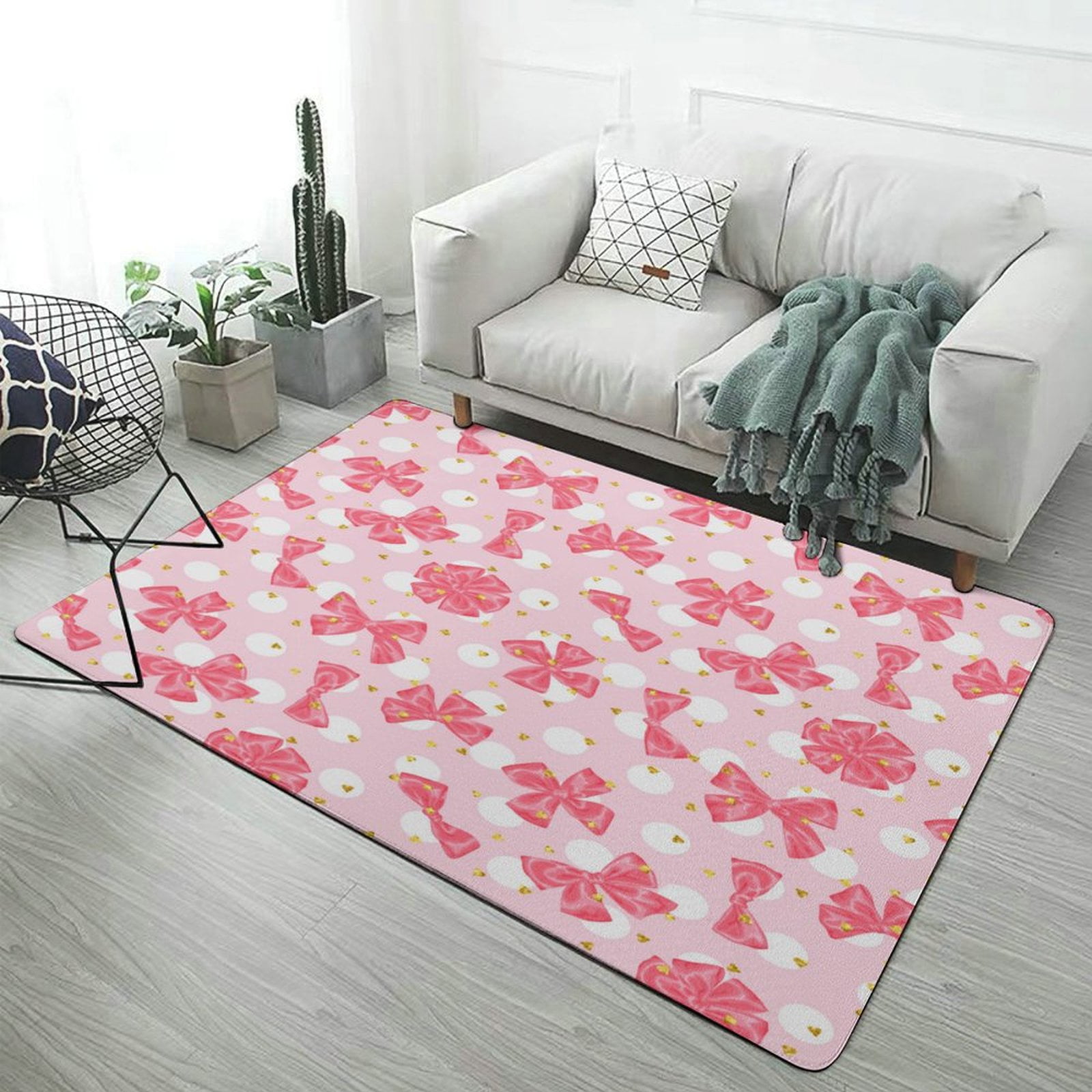 Princess Cute Bow Carpet Style Living Room Bedroom Rug Modern 3d Entry ...