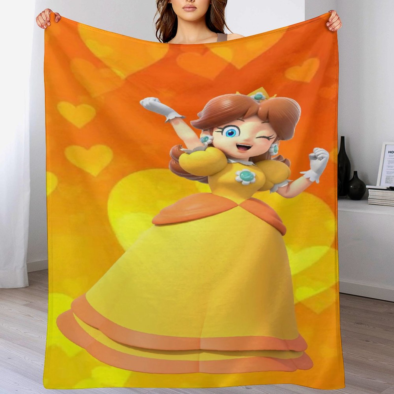 Princess Daisy Cartoon Blanket, Soft Cozy Fluffy Plush Throw Blanket ...