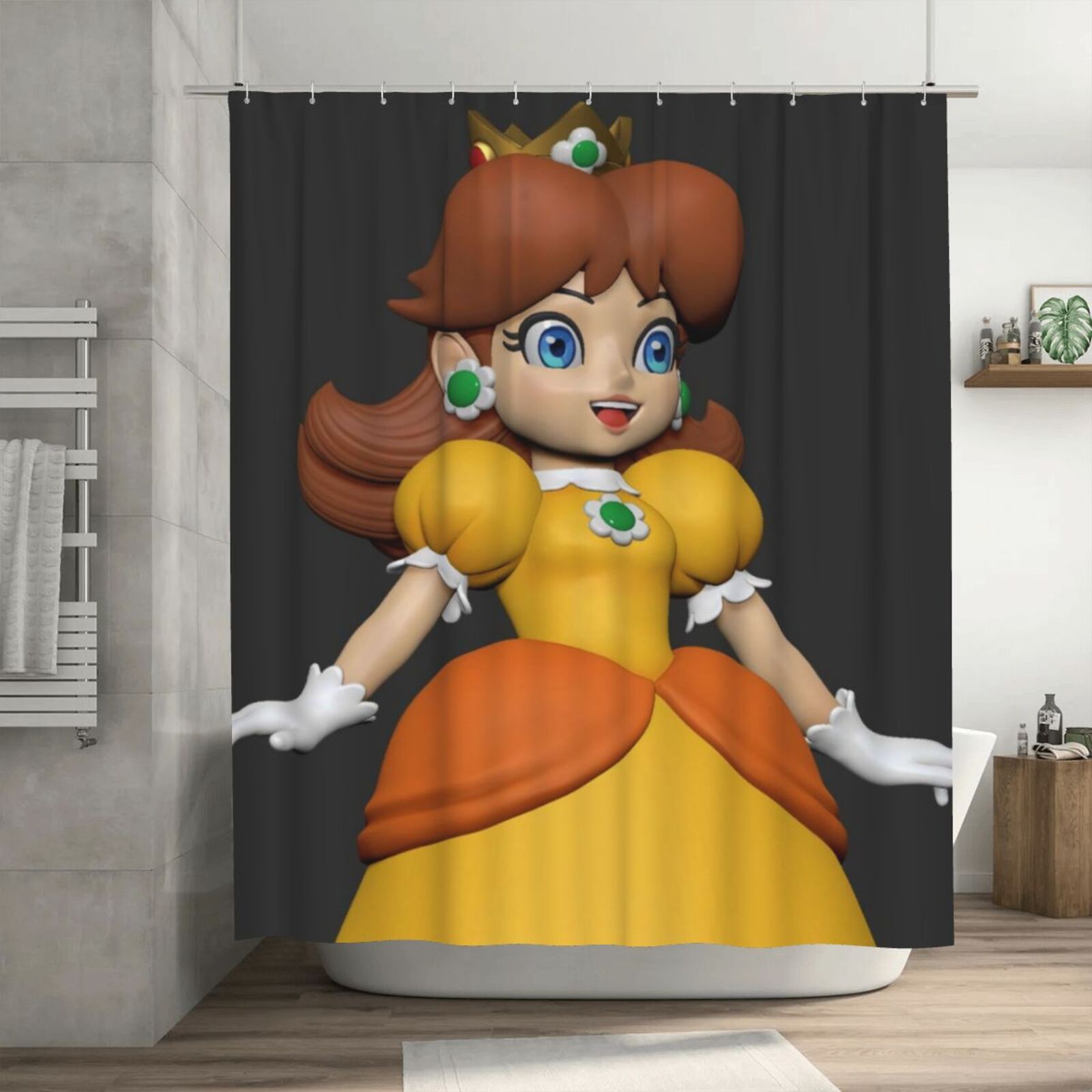 Princess Daisy Shower Curtain, Lovely Cartoon Shower Curtains Set for ...