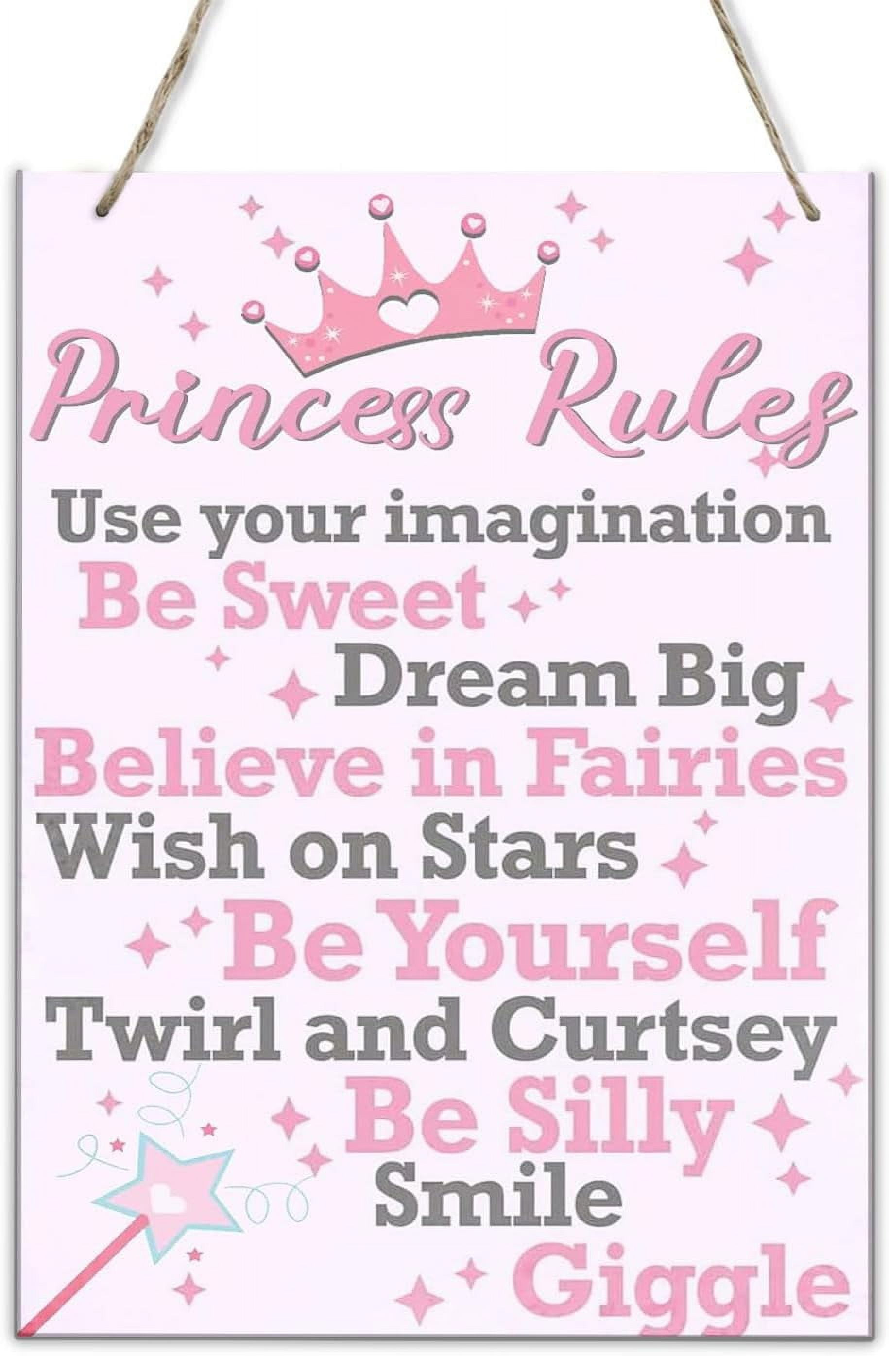 Princess Decor Princess Rules Wood Aluminum Novelty Wooden Sign Decor ...
