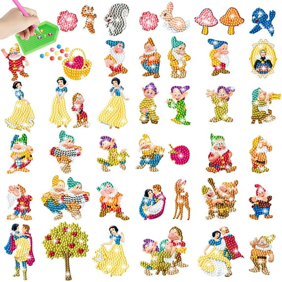 Princess Diamond Art Painting Sticker Kits for Kids-Cartoon Diamond Gem ...