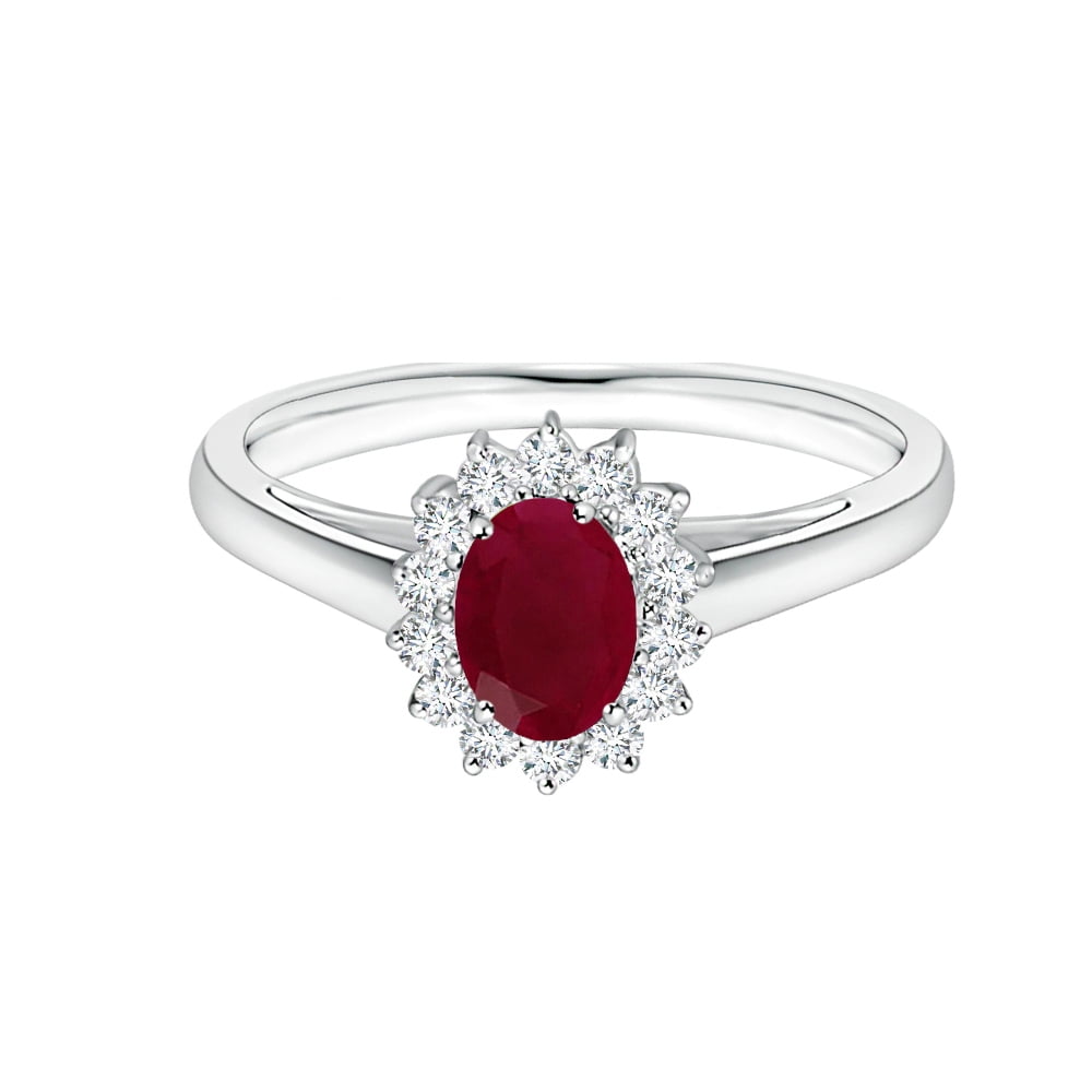 Princess Diana Inspired Oval 1 Ctw Ruby Gemstone 925 Sterling Silver ...