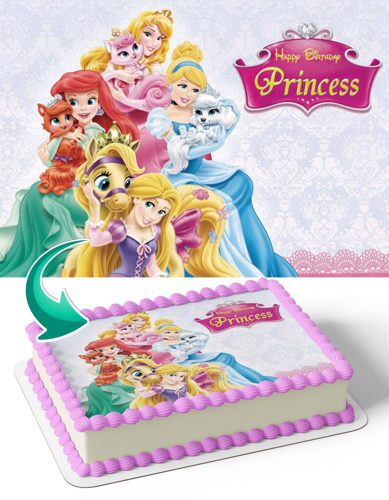 Princess Disney Cute Girls Edible Image Cake Topper Personalized ...