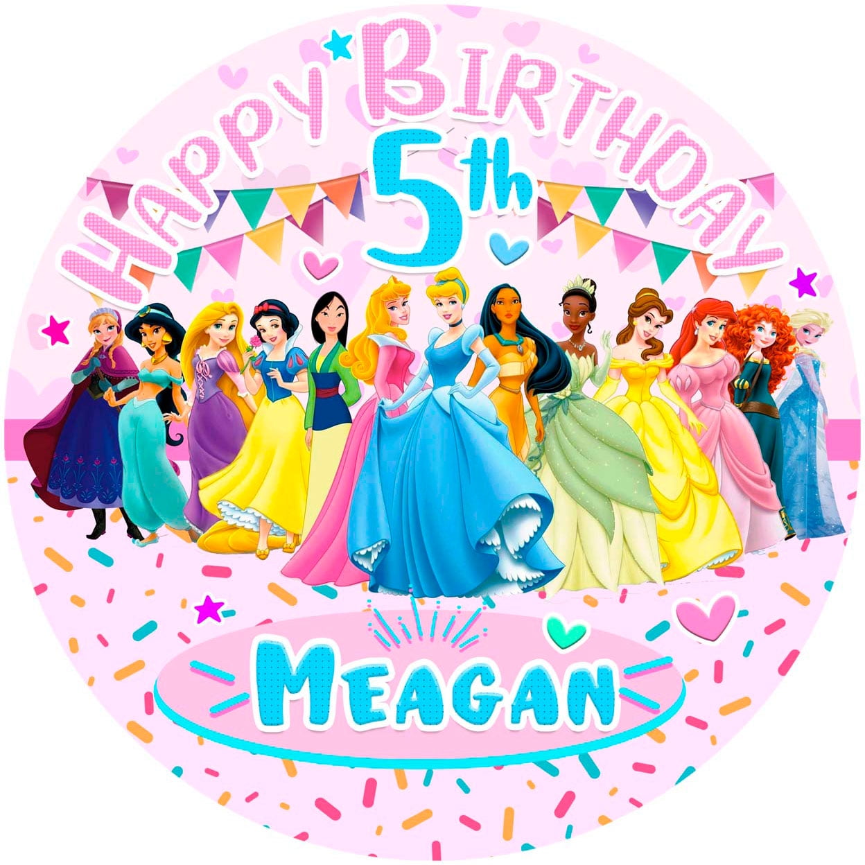 Princess Disney Pink Edible Image Cake Topper Personalized Birthday ...
