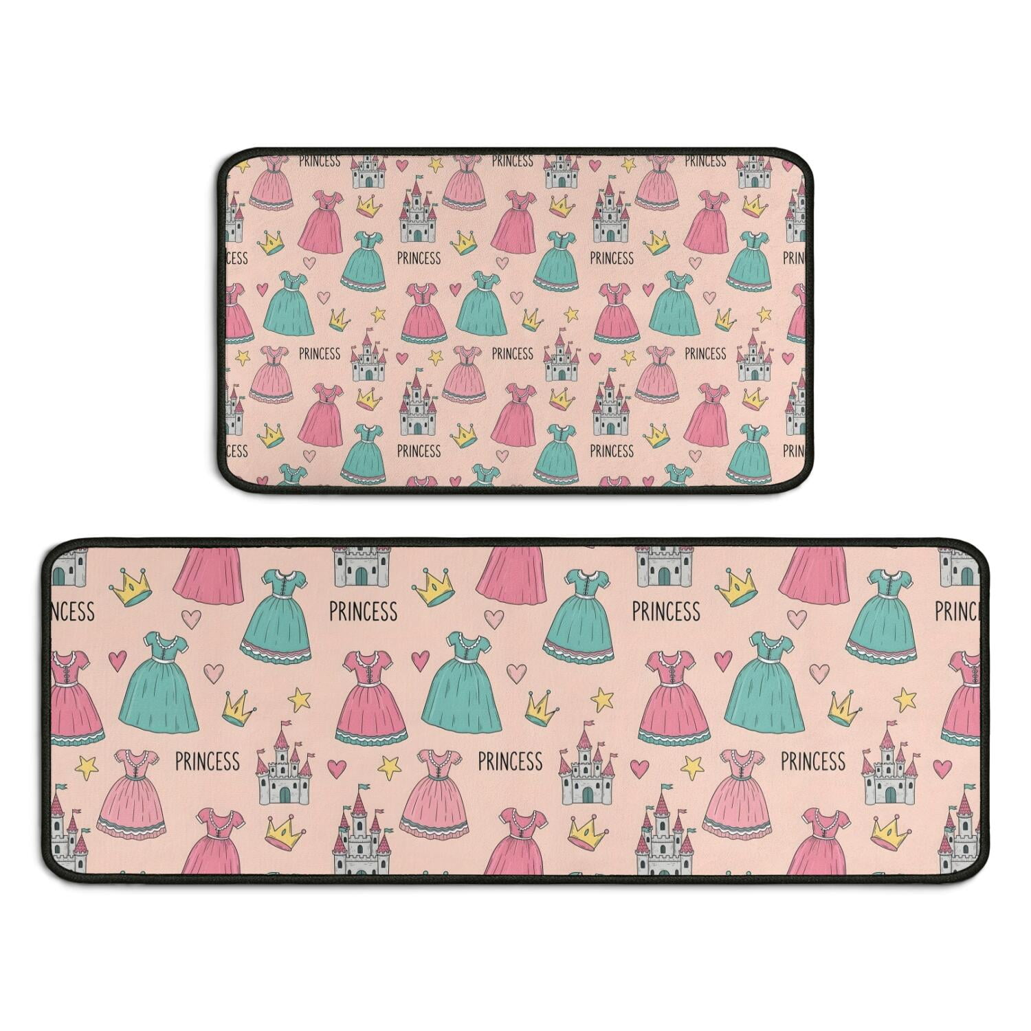 Princess Dress Castle Pattern Kitchen Rugs Sets Of 2,Anti Fatigue ...
