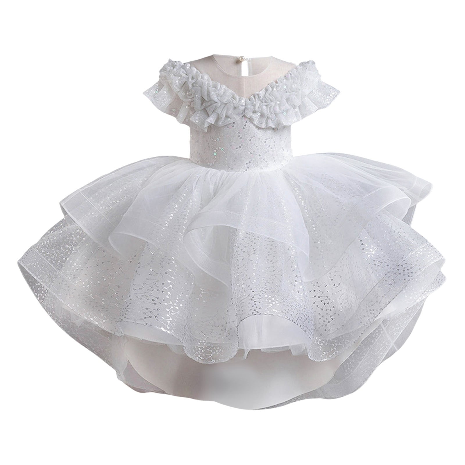 Princess Dress Girls Fairy Tale Mesh Puff Sleeve Tutu Dress Easter ...