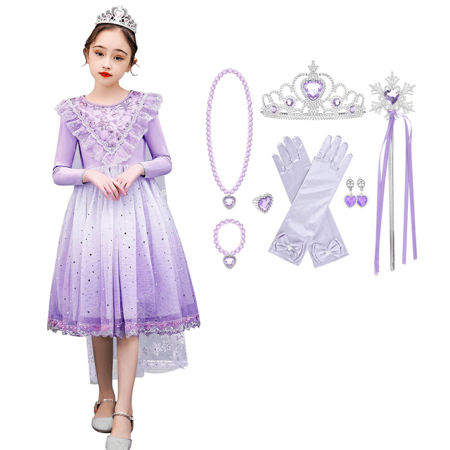 Princess Dress, Long-Sleeve Costume with Rich Accessories for Girl's 3 ...
