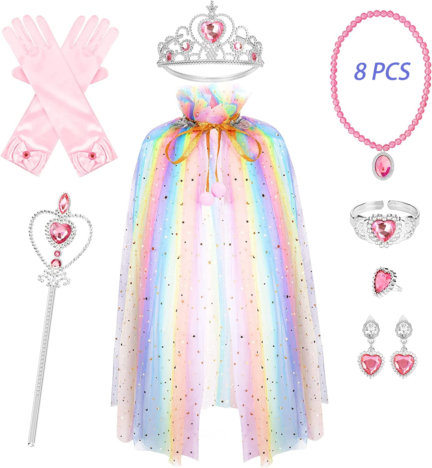 Princess Dress-up Play Set for Little Girls 3-7 Years, Costume Cloak ...