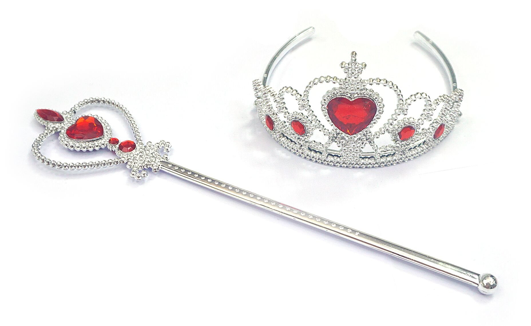 Princess Elsa Crown Tiara and Wand Set — Silver Heart Jewel(Big Red ...