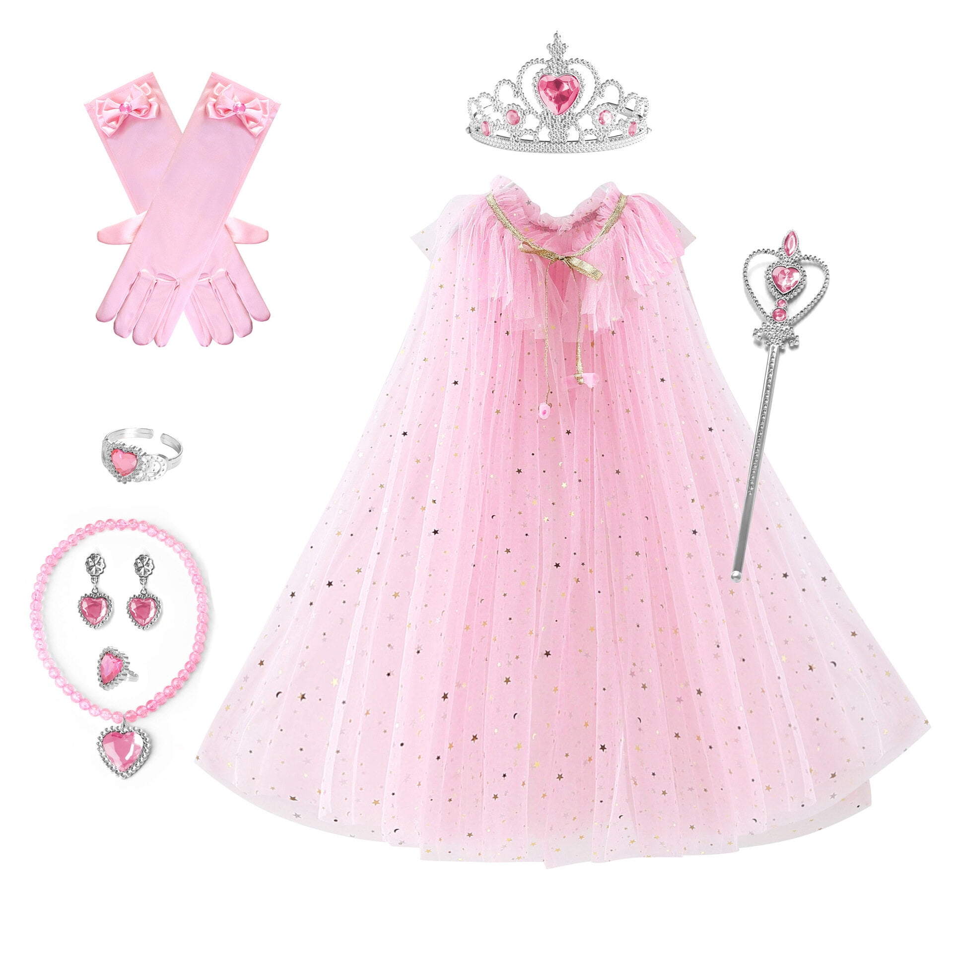 Princess Elsa Dress up Clothes for Little Girl, 7Pcs Princess Cape with ...