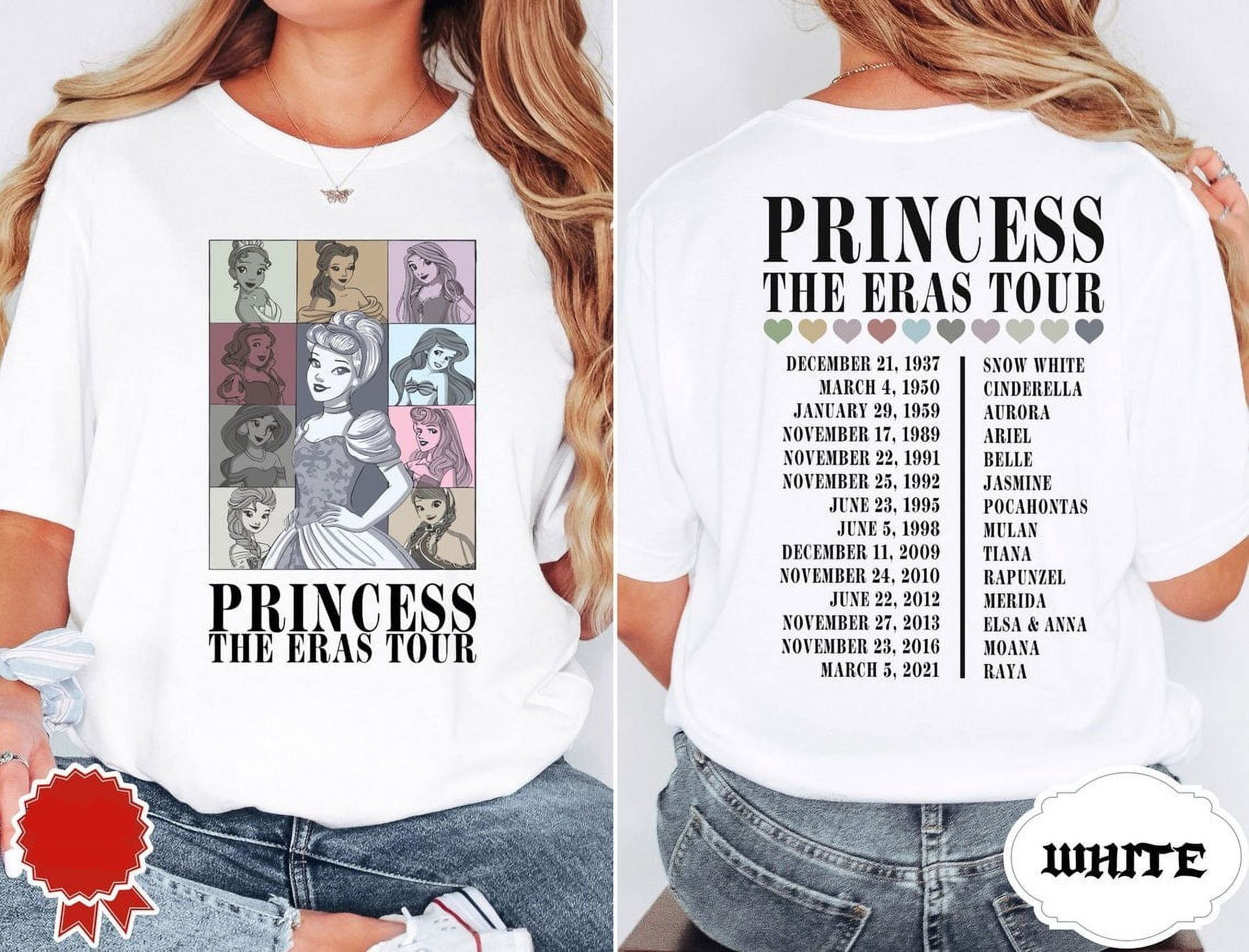 Princess Era Tour Double Sided T-Shirt, Disney Princess Cinderella ...