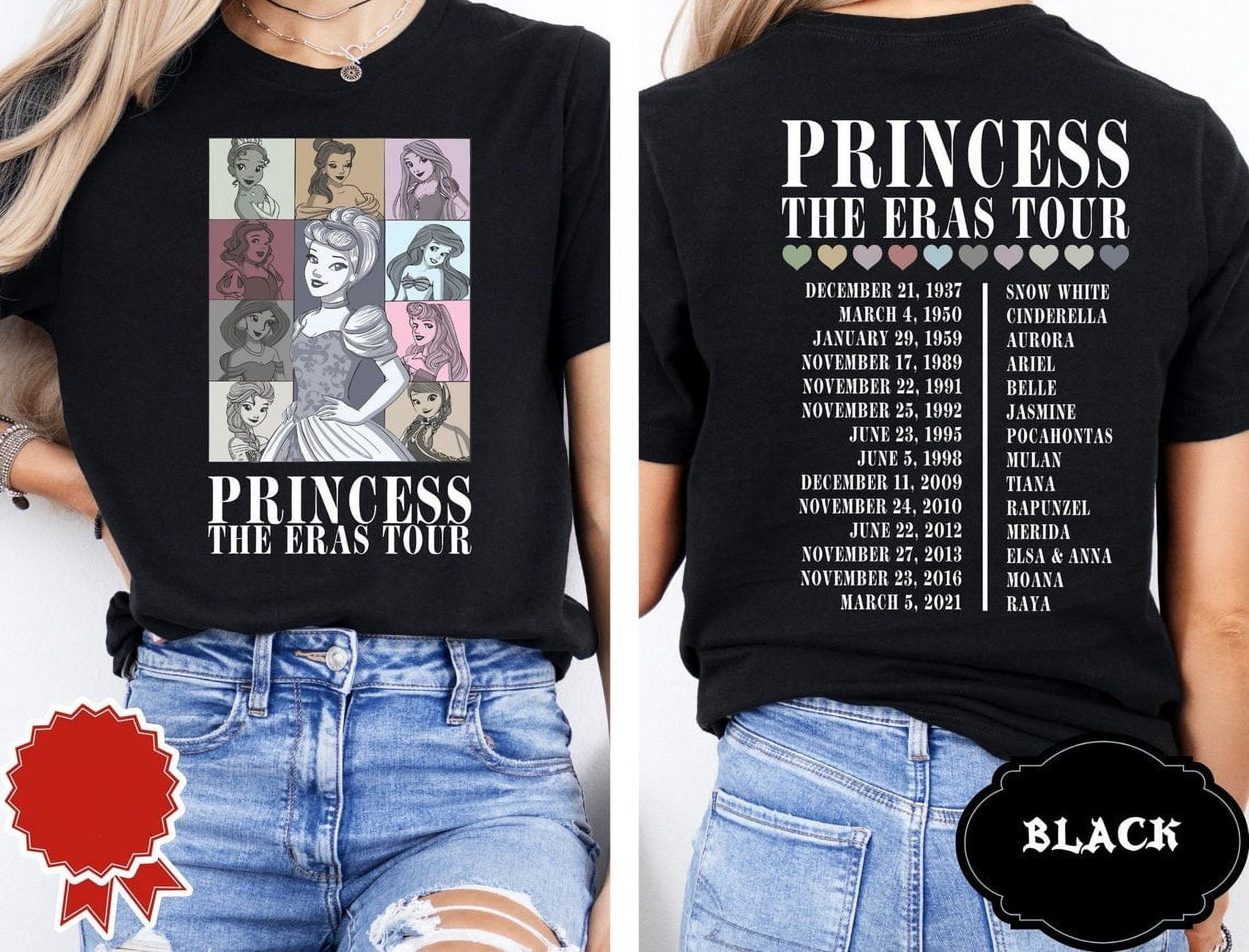 Princess Era Tour Double Sided T-Shirt, Disney Princess Cinderella ...