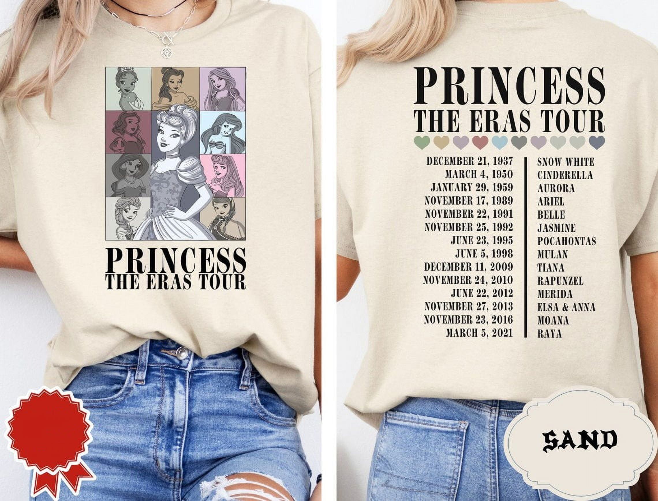 Princess Era Tour Double Sided T-Shirt, Disney Princess Cinderella ...