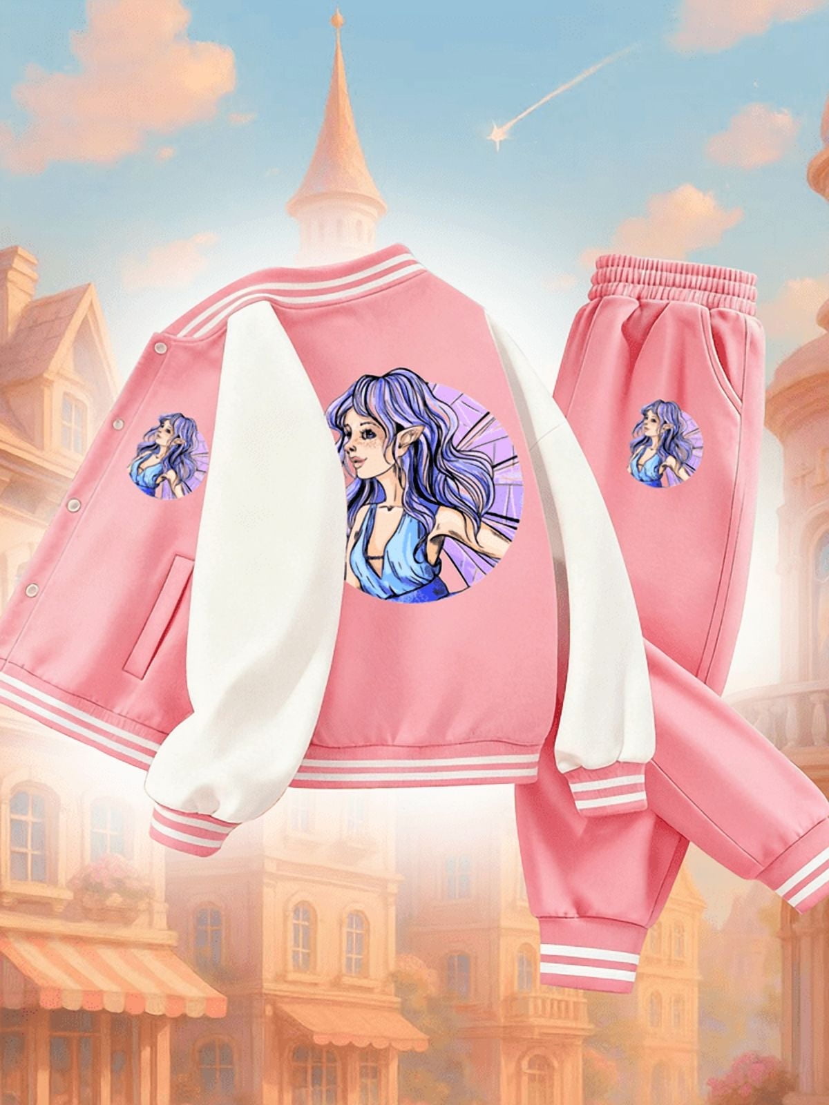 Princess Fantasy Tracksuit Varsity Jacket set Christmas girl pink ...