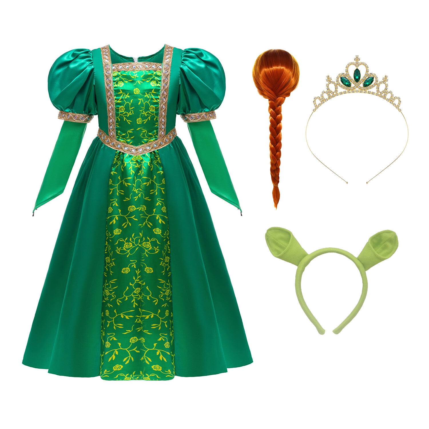Princess Fiona Costume with Accessories for Girls Halloween Medieval ...