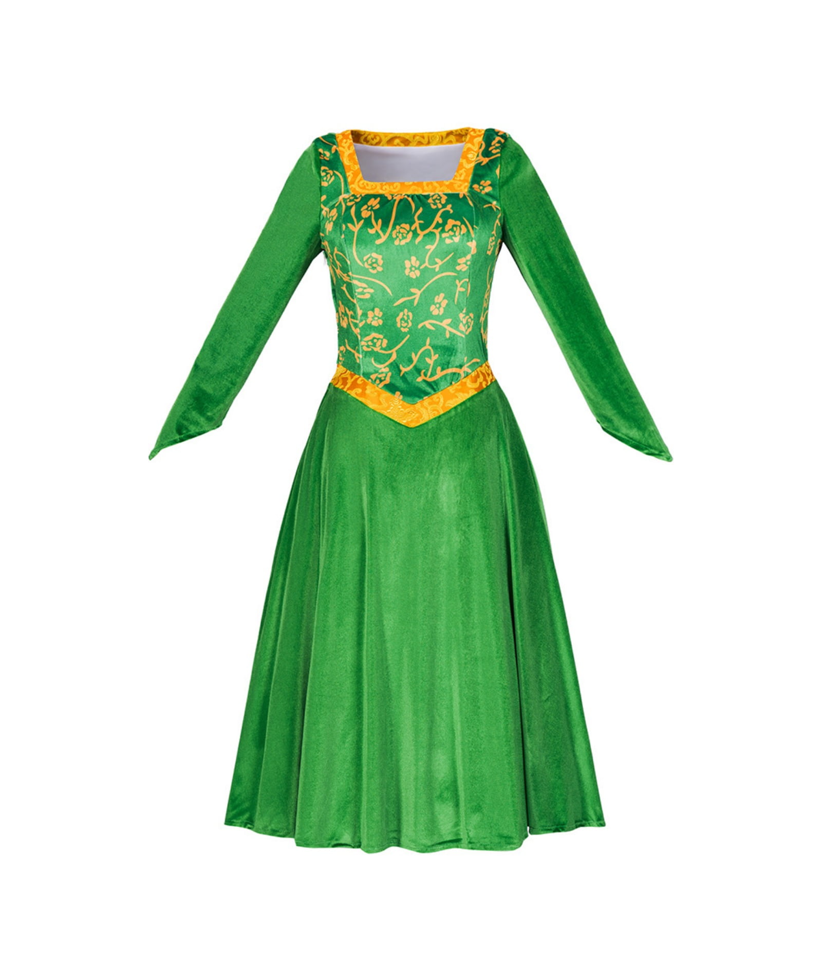 Princess Fiona Luxurious Green Velvet Dress Costume For Female ...