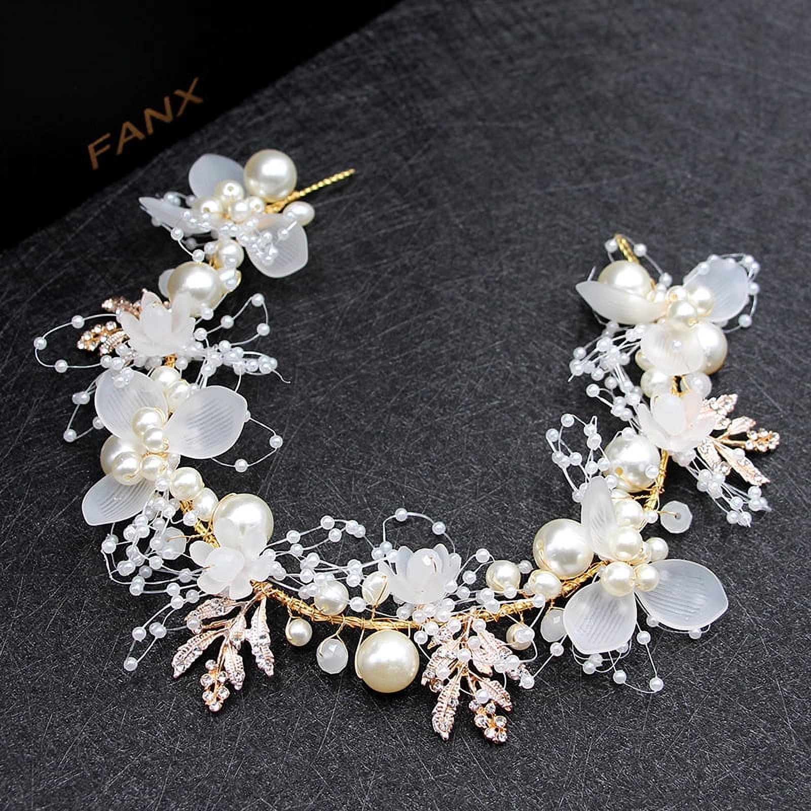 Princess Flower Crystal Headpiece Rhinestone Pearl Headband Alloy ...
