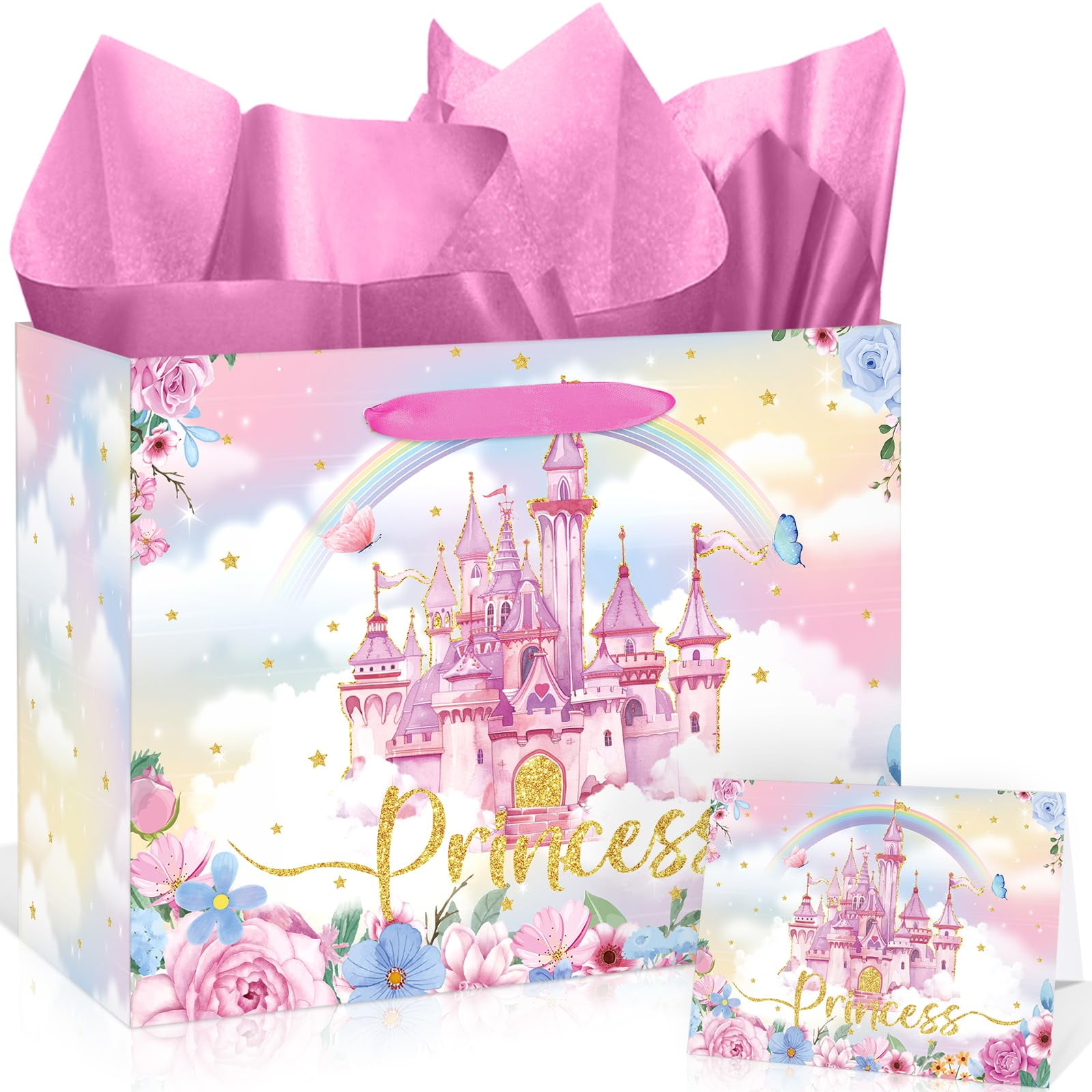 Princess Gift Bag Floral JKF25 Prince Princess Birthday Bag with Card ...